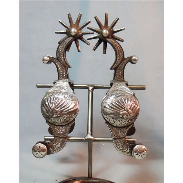E. Garcia silver mtd spurs, Indian War Bonnet
