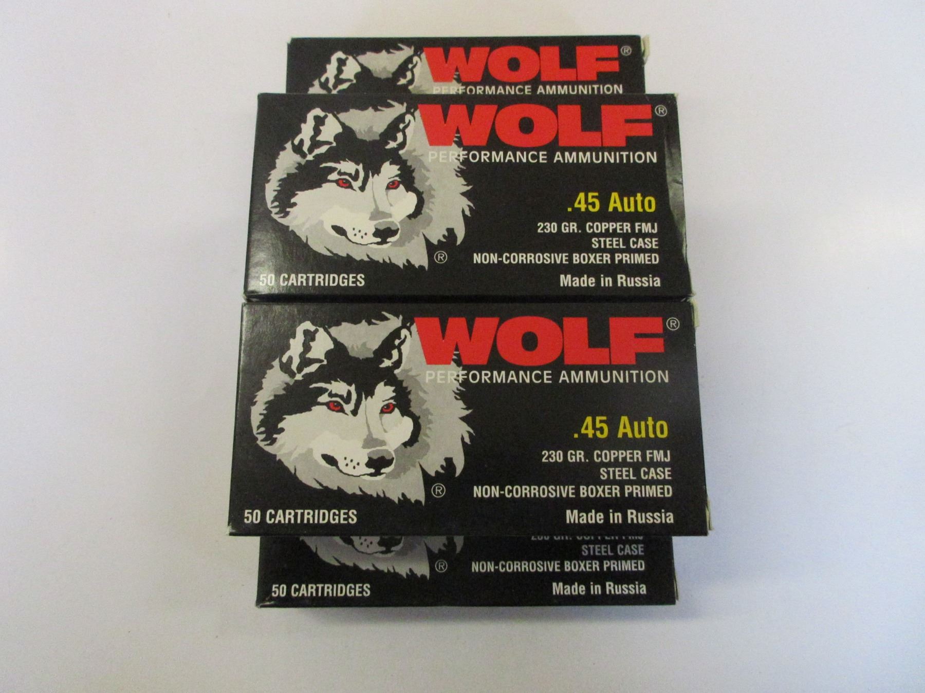 250 Rounds Of Wolf .45 Ammo- 230 GR- Copper FMJ- Steel Case
