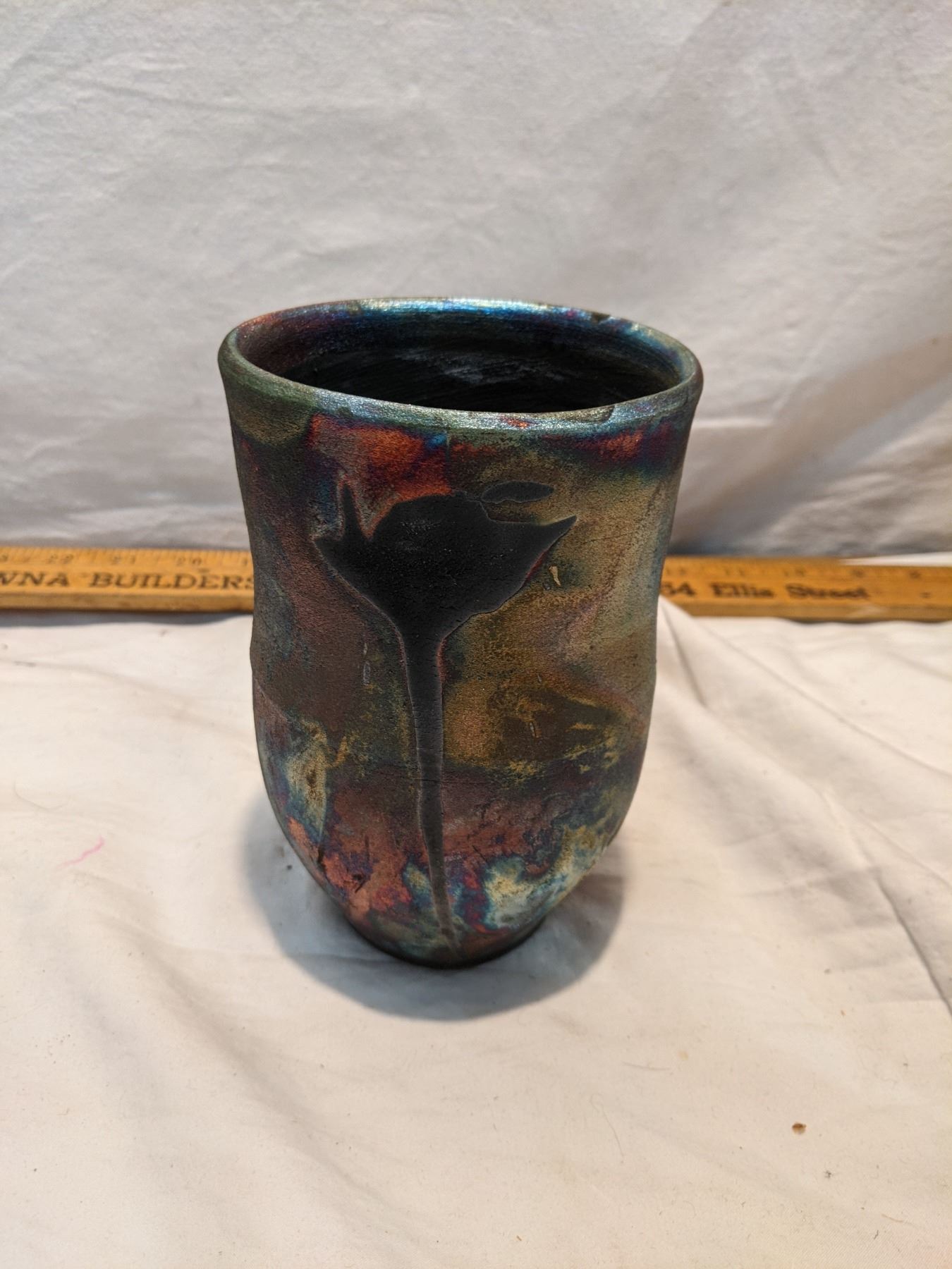 Raku pottery signed