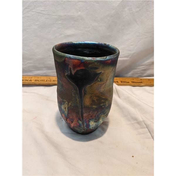 Raku pottery signed