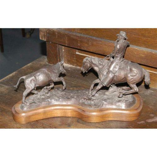 JOHN D. FREE bronze titled "Cowhorse", 15"