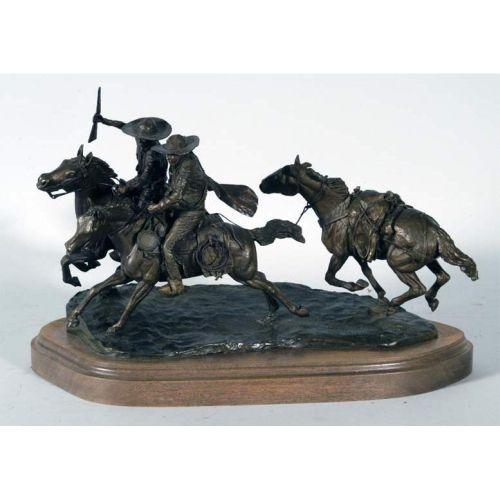 SID BURNS bronze titled "Bandidos" 18" lon