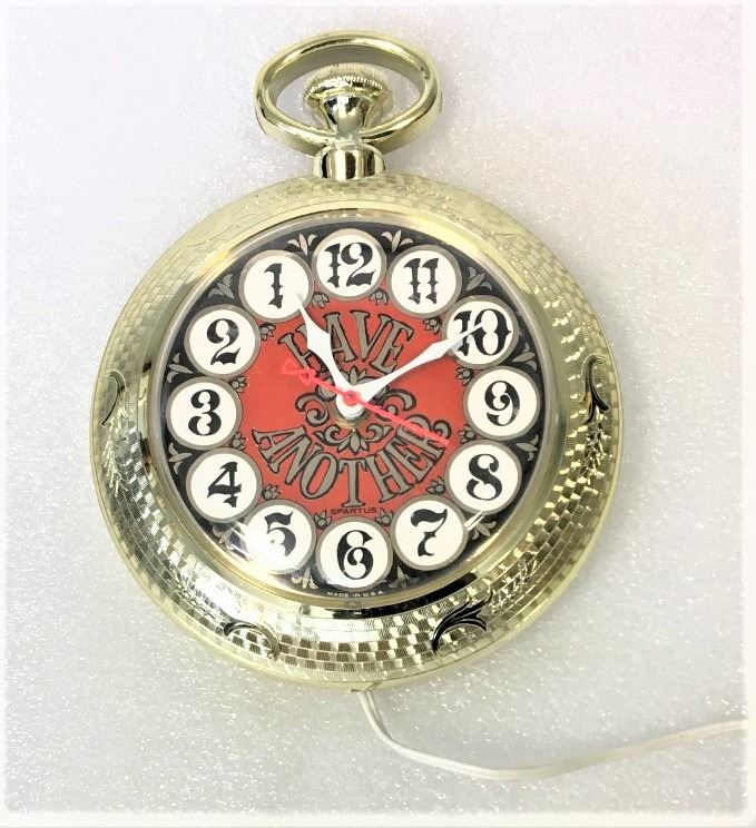 Vintage Bar Clock - Spartus Pocket Watch Style Backward Clock