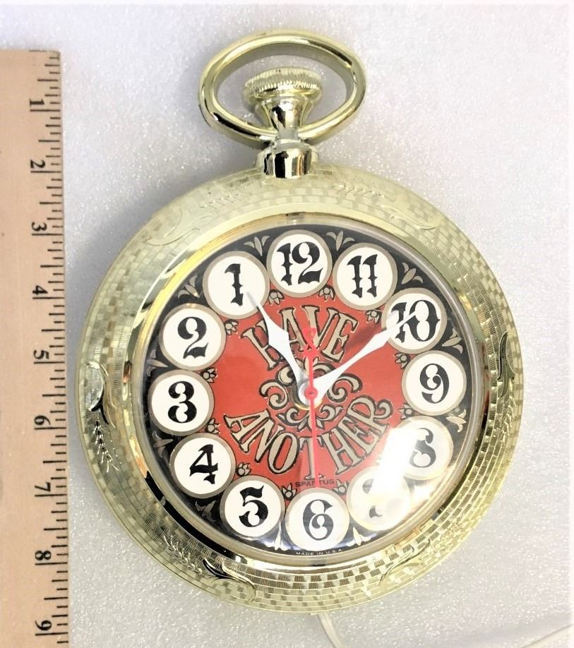 Vintage Bar Clock - Spartus Pocket Watch Style Backward Clock