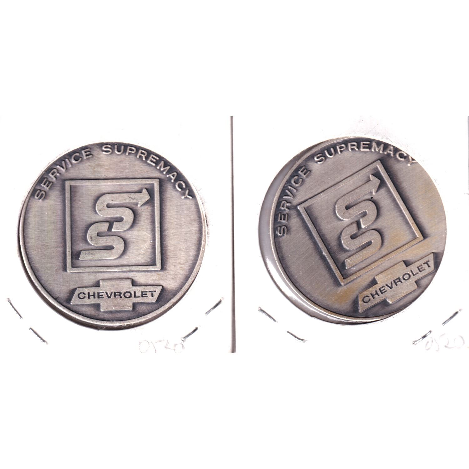 Pair of Chevrolet Service Supremacy Sterling Silver medals. These coins ...