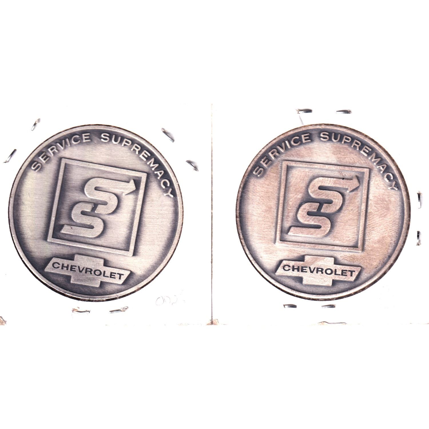 Pair of Chevrolet Service Supremacy Sterling Silver medals. These coins ...