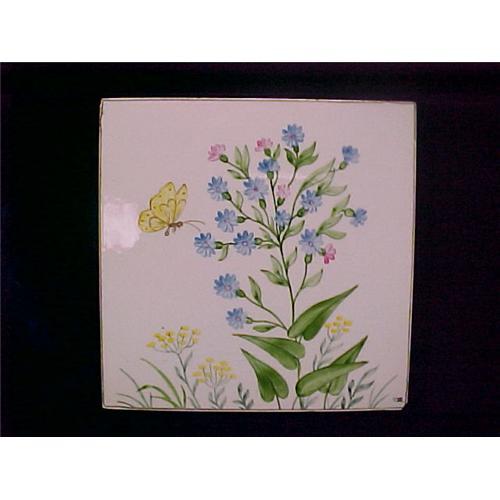 Vintage German Hand Painted Ceramic Tile #1737700