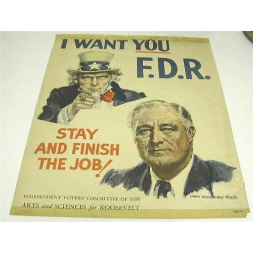 Uncle Sam & Roosevelt FDR WWII Political Poster#1767881