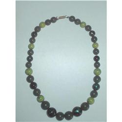 Deco Green Bakelite/Lucite Beaded Necklace #1757722