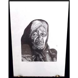 ORIGINAL SIGNED LITHO/ETCHING NATIVE MAORI 10A #1781757