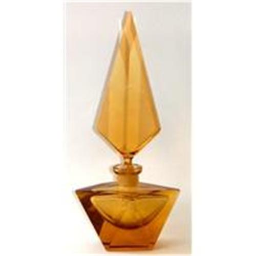 Amber Cut Glass Art Deco Perfume Bottle #1781908