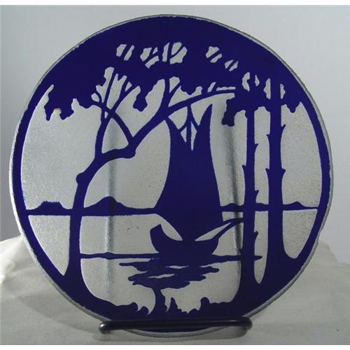 Art Nouveau French Cameo Glass Plate Landscape #1782557