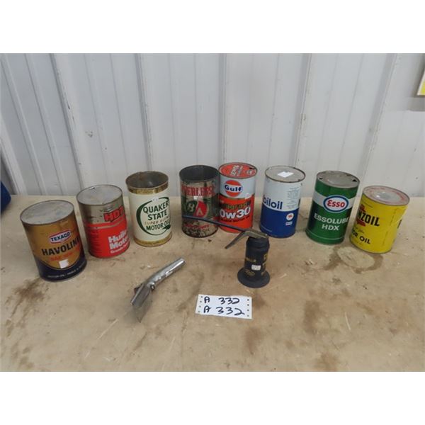 8 Quart Oil Cans Funnel And Oil Squirt Can Mcsherry Auction Service Ltd
