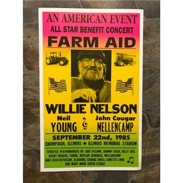Vintage Farm Aid Willie Nelson Concert Poster