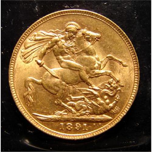 1891 Queen Victoria Sovereign Gold AU