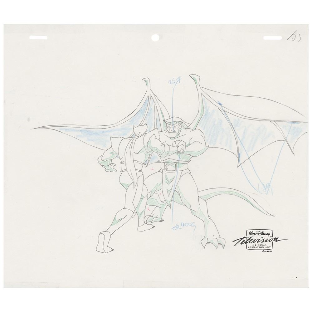 Goliath And Wolf Production Cel And Matching Drawing From Gargoyles