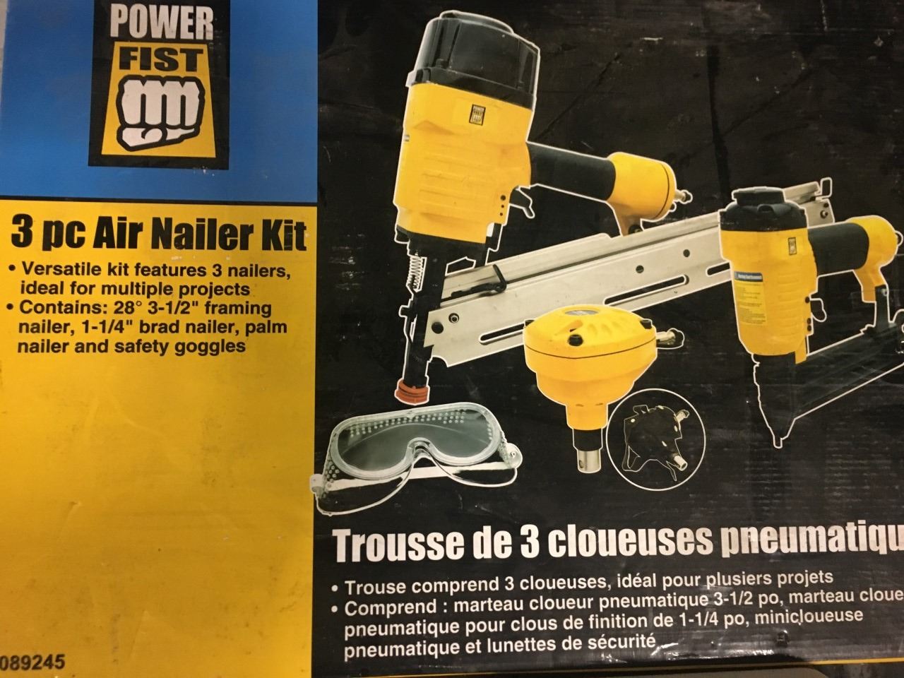 Power Fist 3 Piece Air Nailer Kit