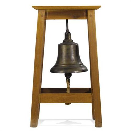 An American Bronze Ships Bell with Wooden Stand R R