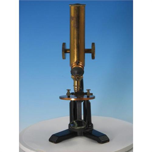 19thC Brass Monocular Microscope JAS.W. Queen & Co