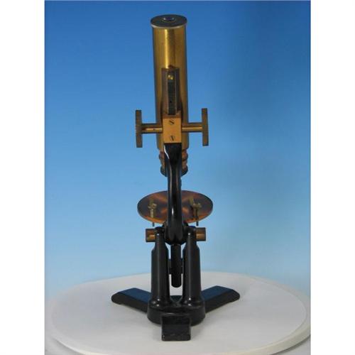 19thC Brass Monocular Microscope JAS.W. Queen & Co