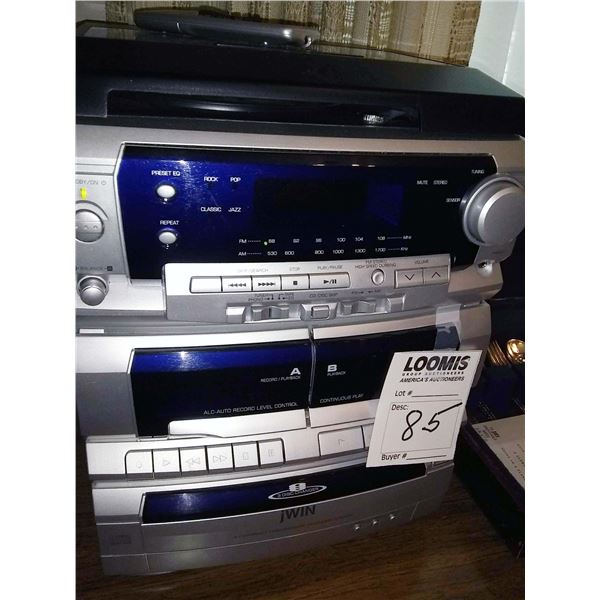 jWIN Stereo, w/ 3 Disc CD Changer, Turntable, Dual Cassette Deck, Remote
