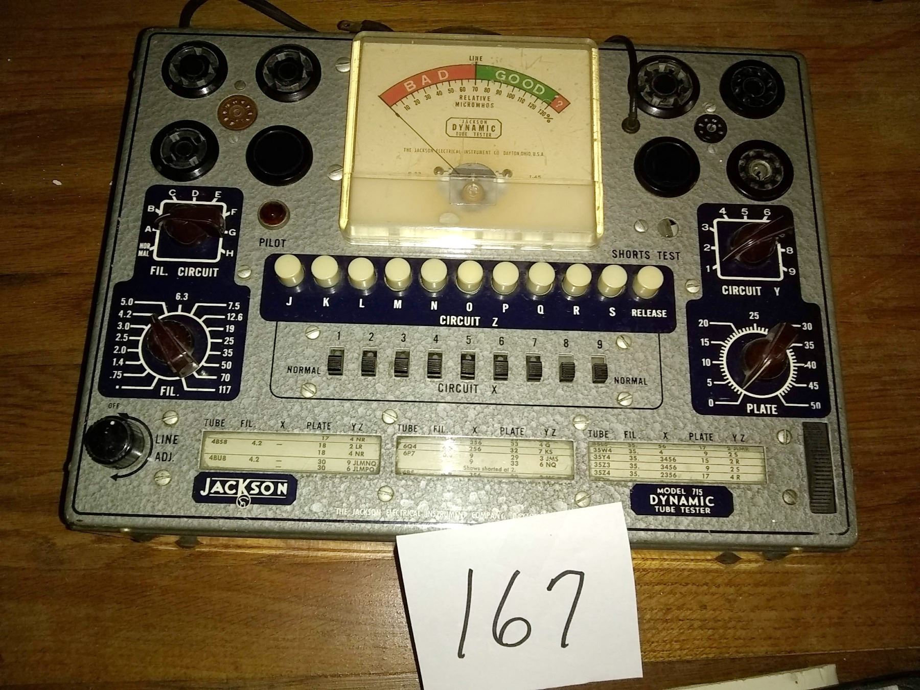 Jackson Model 715 Dynamic Tube Tester