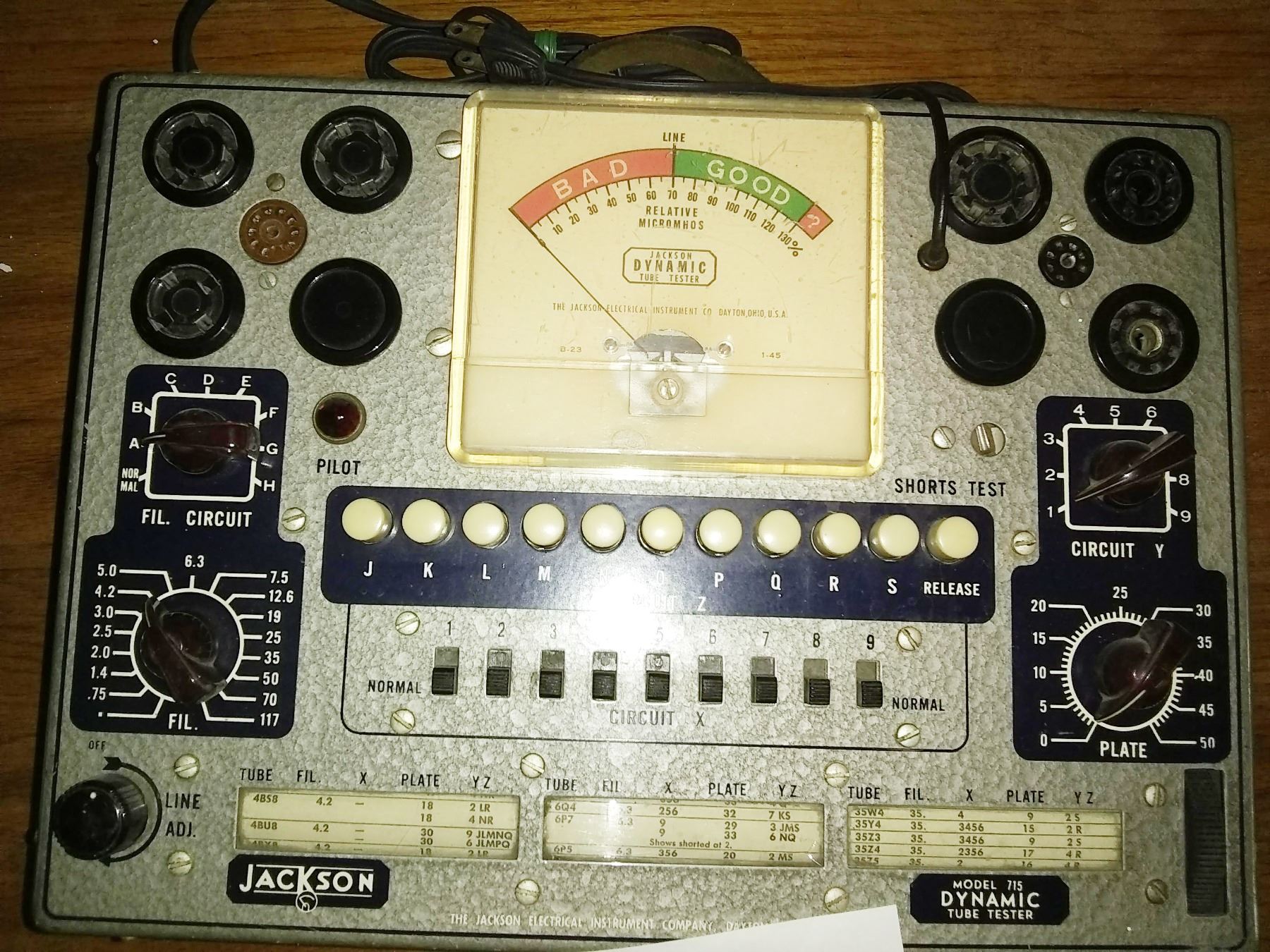 Jackson Model 715 Dynamic Tube Tester