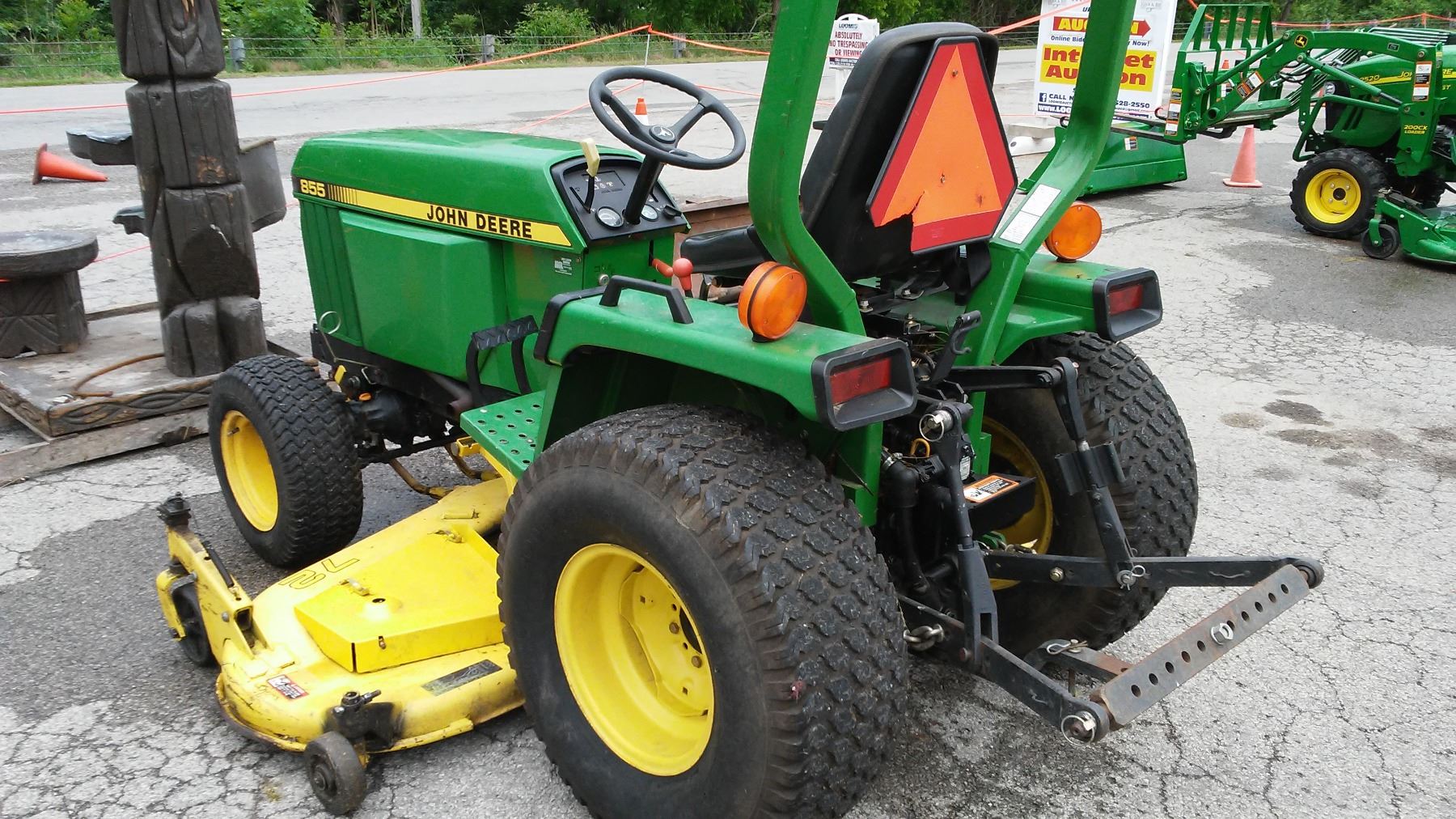 JOHN DEERE 855 DSL TRACTOR WITH 72 INCH BELLY MOWER / AKA LOT 508