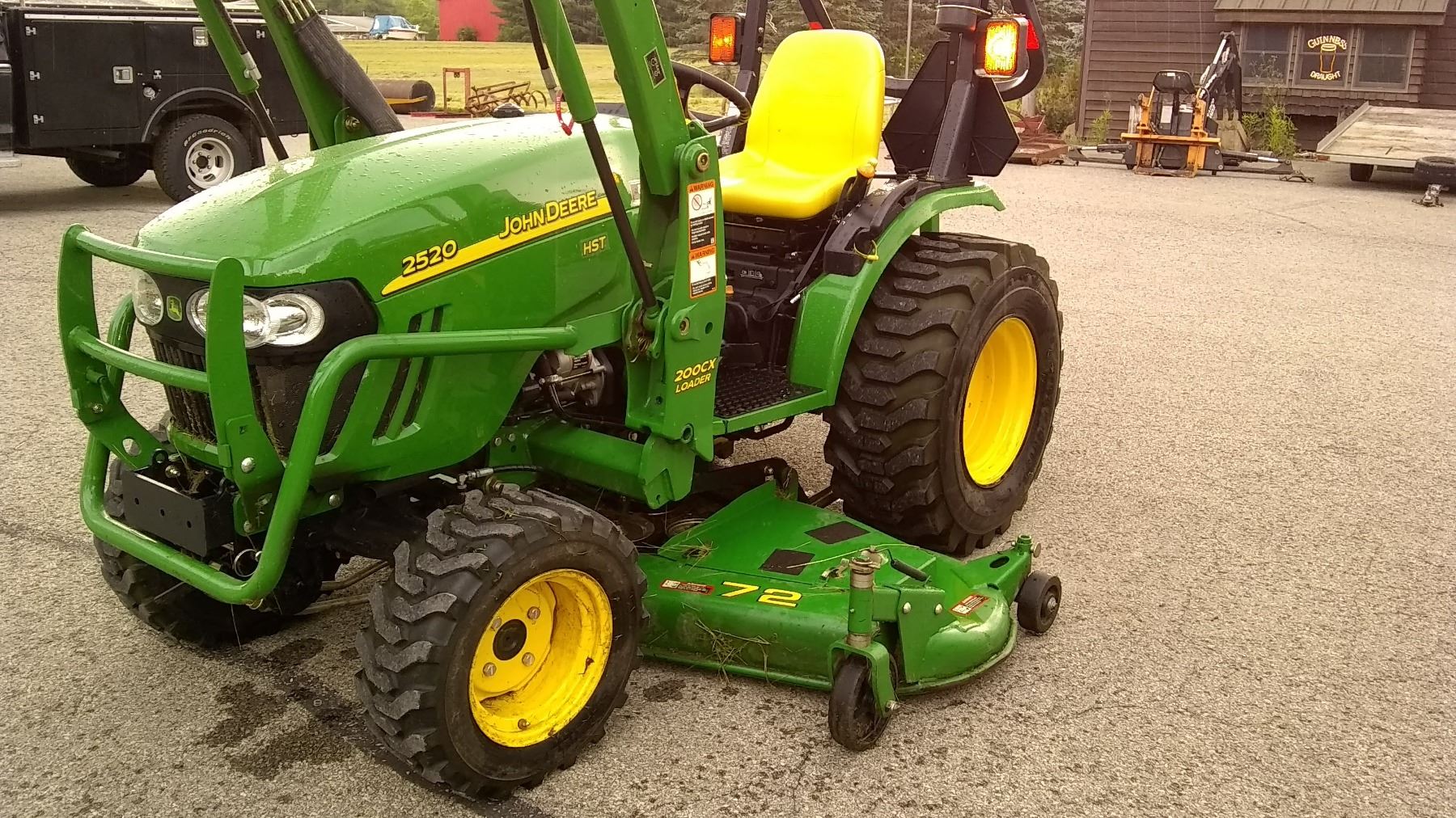 LIKE NEW JOHN DEERE 2520 HST DIESEL W/ 72" MOWER DECK, FRONT END LOADER ...