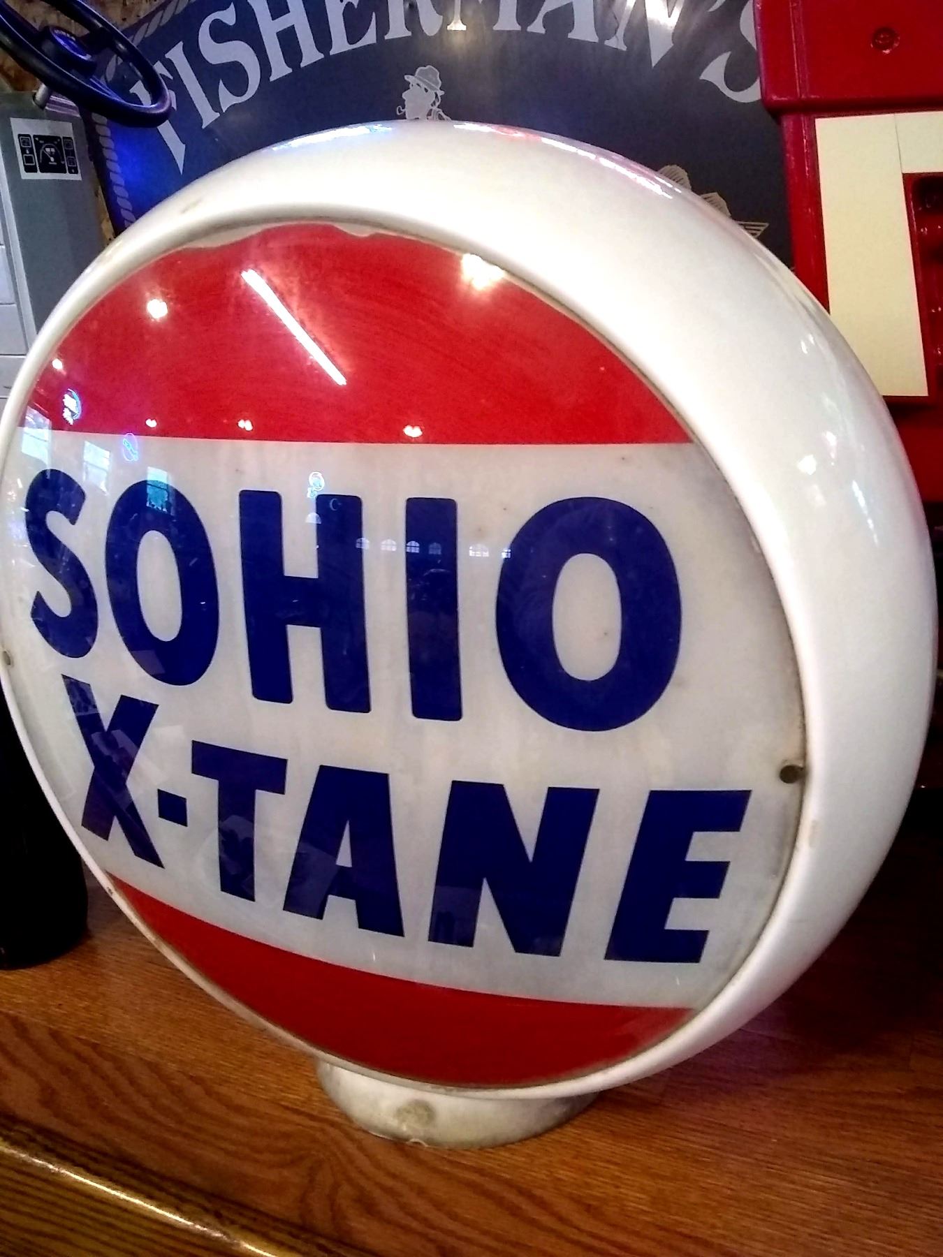 Vintage SOHIO X-TANE Service Pump Globe Top, Glass, Original
