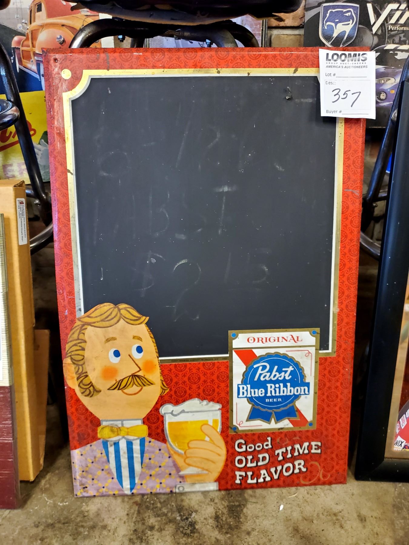 Vintage Pabst Blue Ribbon Tin Sign and Chalk/Message Board, 17" x 26"