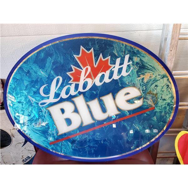 Glass Oval Labatt Blue Advertising Sign