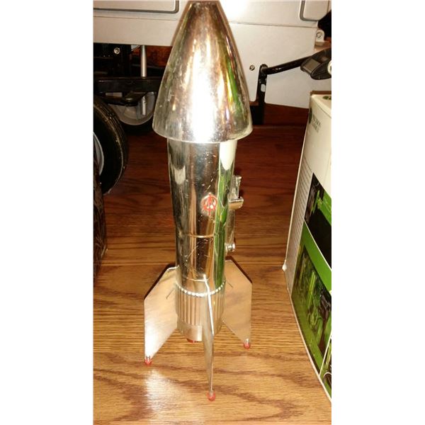 1957 Berzac Astro MFG Mechanical Rocket Ship Bank, Approx. 12" Tall