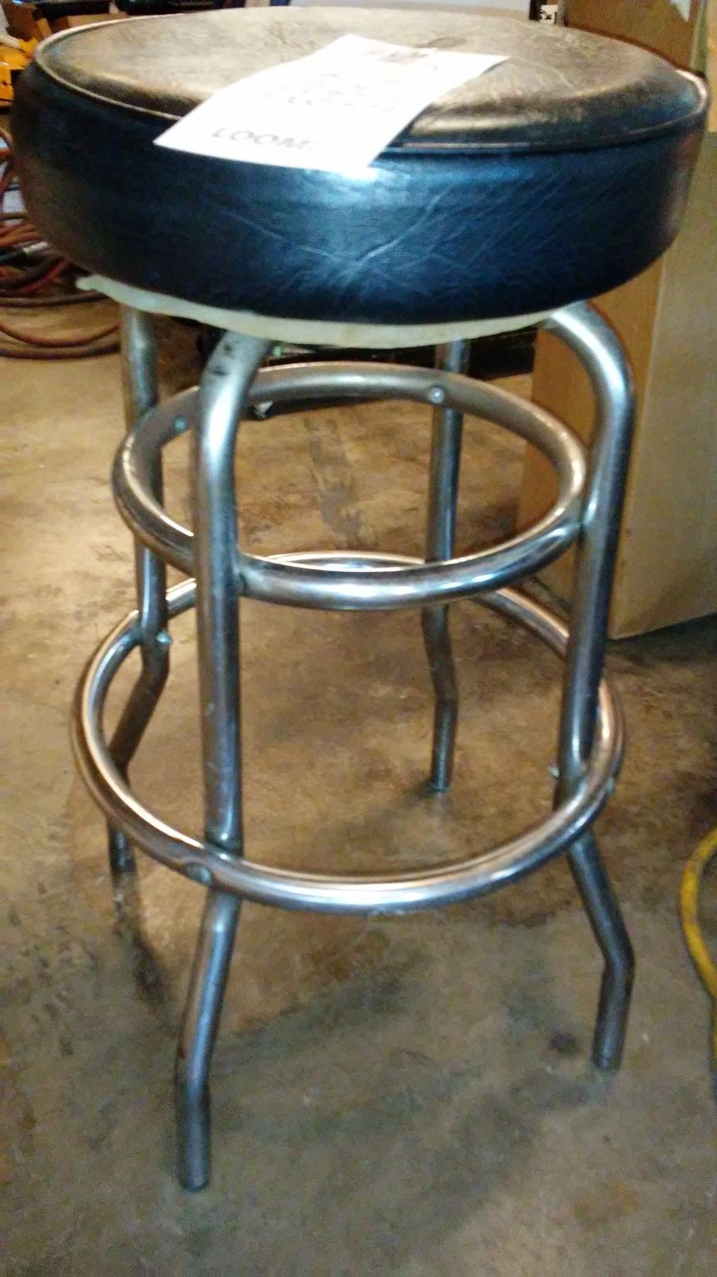 Black Double Ring Bar Stool w/ Thick Vinyl Covered Swivel Seat (4)