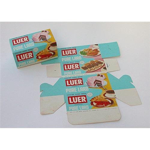 old vintage LUER LARD BOX ~ CAKES PIES #1801921