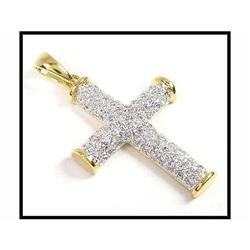 18K Gold Diamond Encrusted Cross Pendant(was #1794100