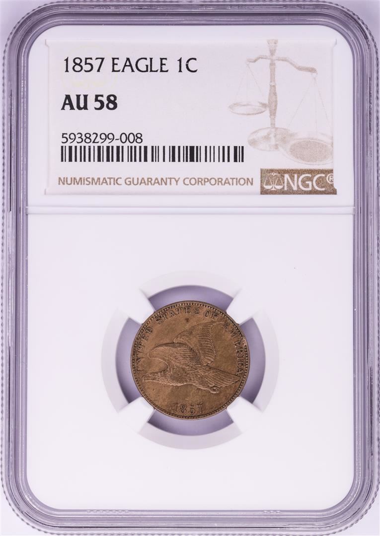 1857 Flying Eagle Cent Coin NGC AU58