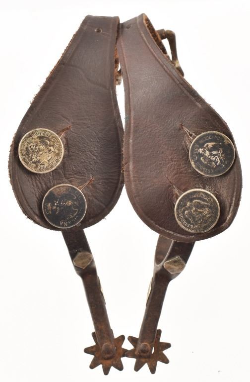 Unmarked Spurs with Mexican Coin Buttons