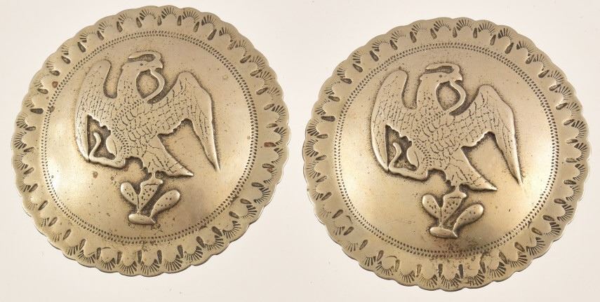 Pair of Large Silver Mexican Eagle Saddle Conchos