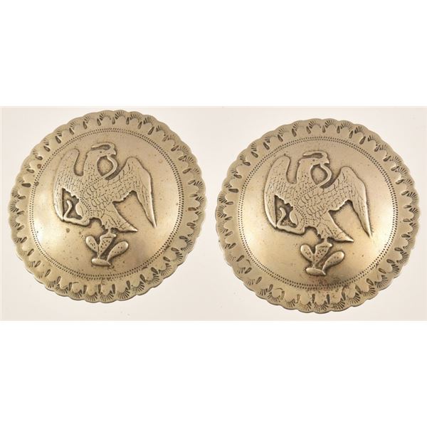 Pair of Large Silver Mexican Eagle Saddle Conchos