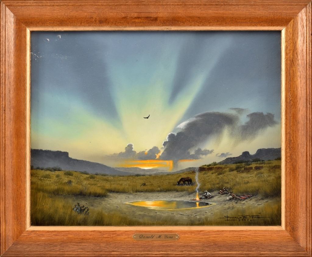 Don Yena "Waterhole Camp" Oil Painting