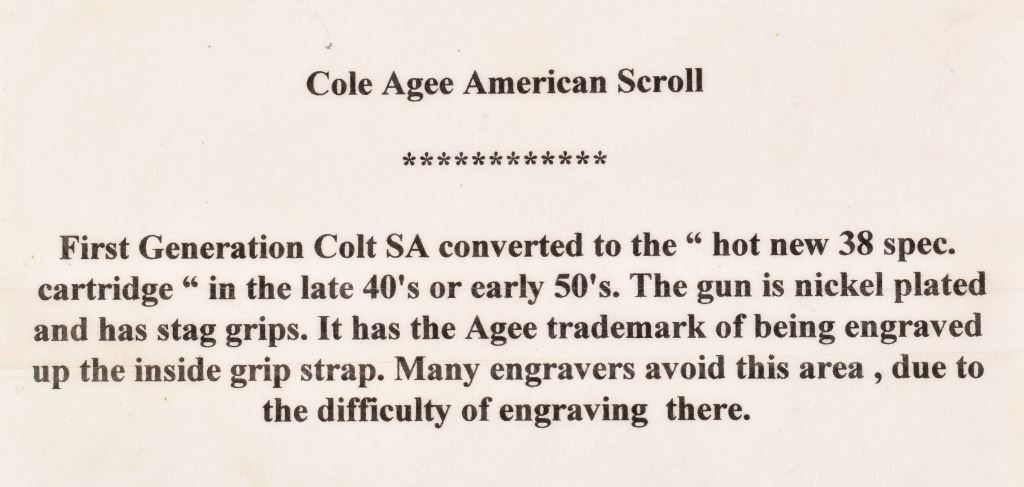 Cole Agee Engraved Colt SAA Published In Book