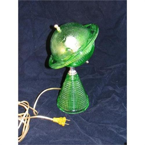 Uranium Glass Saturn Lamp Green Depression #1790598