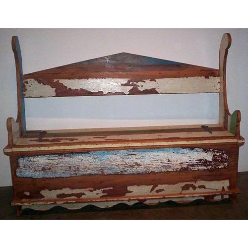 ANTIQUE RUSTIC PRIMITIVE MILK PAINT BENCH PEW #1816263