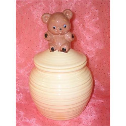 Teddy Bear Honey Pot Bee Hive Bisque Cookie Jar#1826027