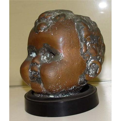 Cast Copper & Bronze Baby Head Sculpture #1828588