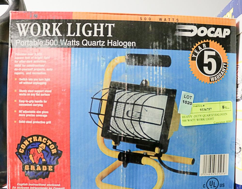 HEAVY -DUTY QUARTZ HALOGEN 500 WATT WORK LIGHT