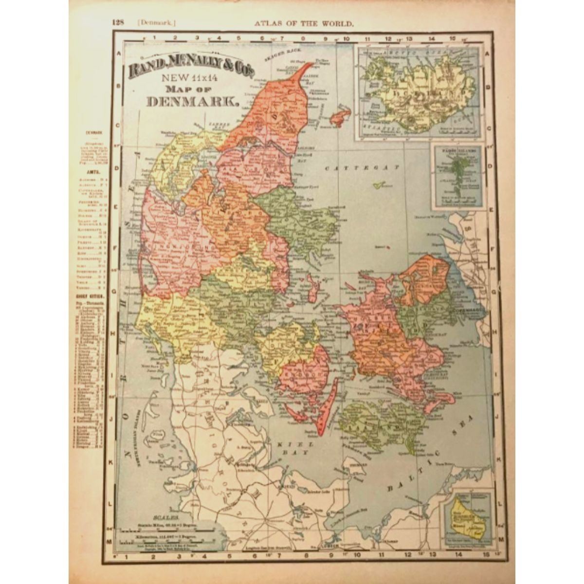 Late 1800's Atlas Map of Denmark