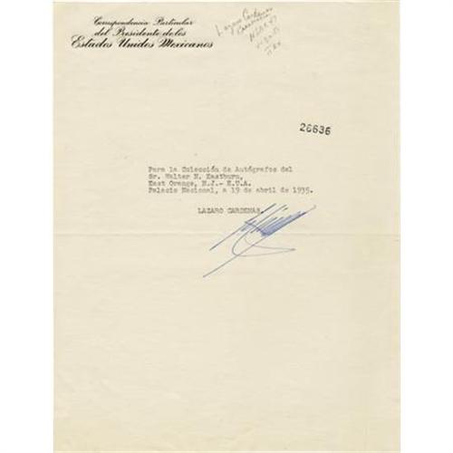 Mexican President Lazaro Cardenas Signature