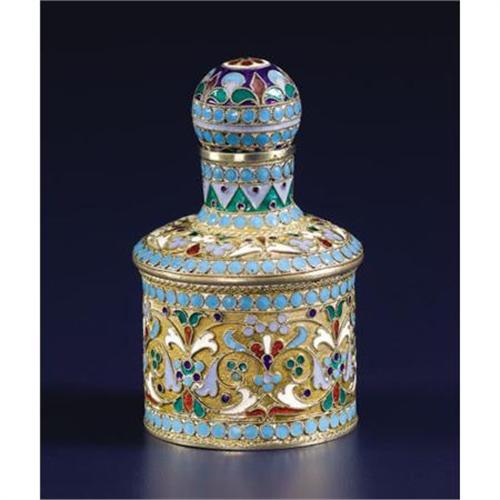 A Russian Cloisonne Enamel Perfume Bottle